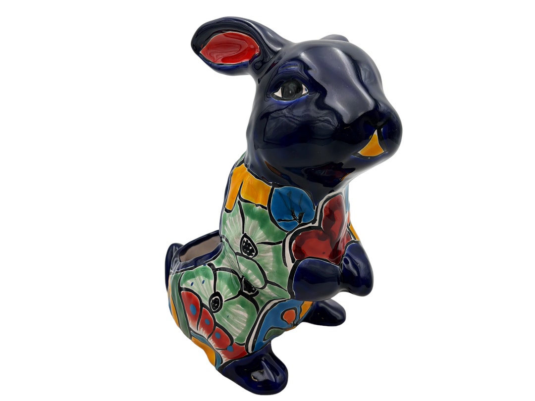 Talavera Rabbit Planter Bunny Pot Standing Mexican Pottery - Etsy