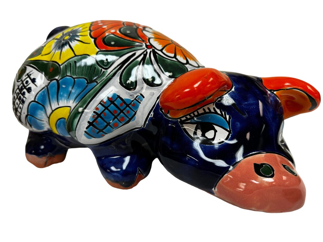 Talavera Pig Sculpture Animal Piggy Yard Art Mexican Pottery Handmade ...