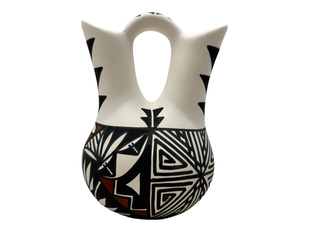 Native American Pottery Acoma Wedding Vase Pot Handmade Hand Painted ...