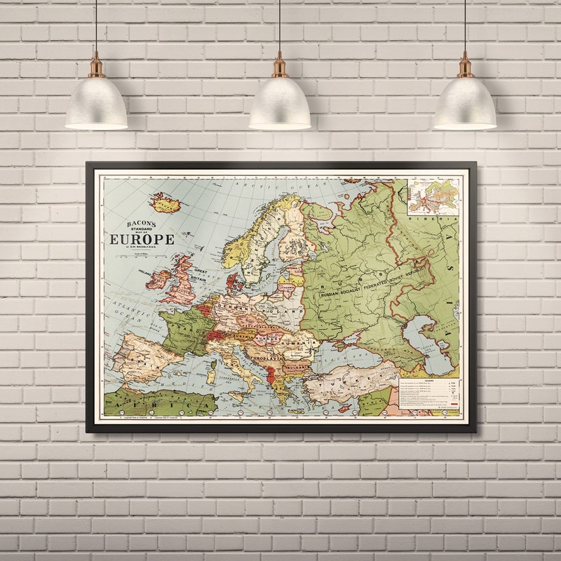 Europe Map - Etsy
