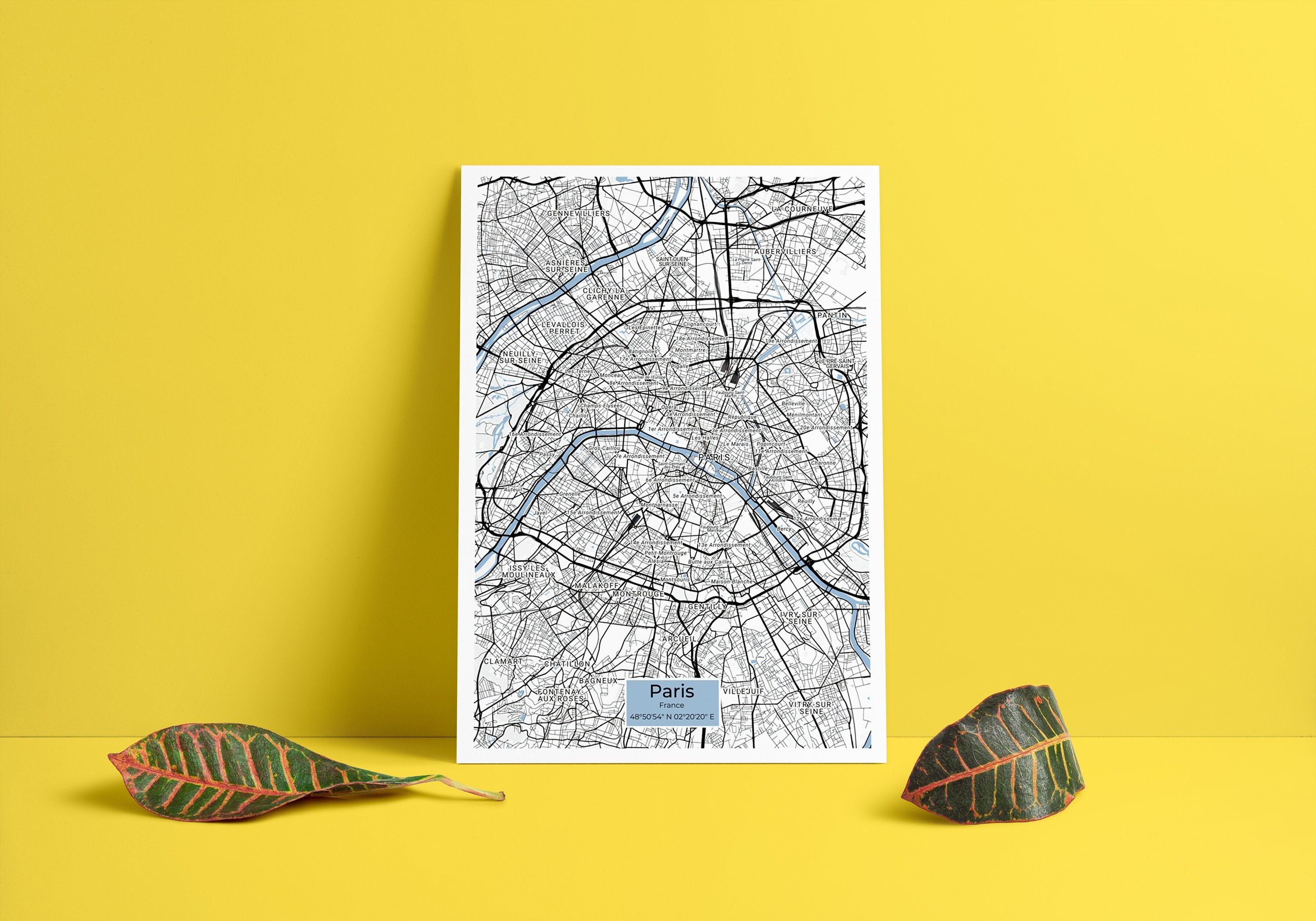 Paris City Map A2 Size Poster | Paris Map Print Poster Canvas | France ...