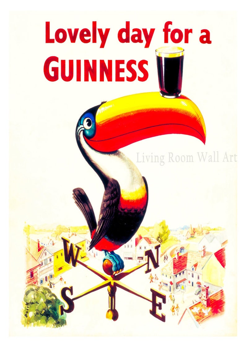 Guinness Toucan Vintage Alcohol Poster Print ,guinness Advert, Guinness ...