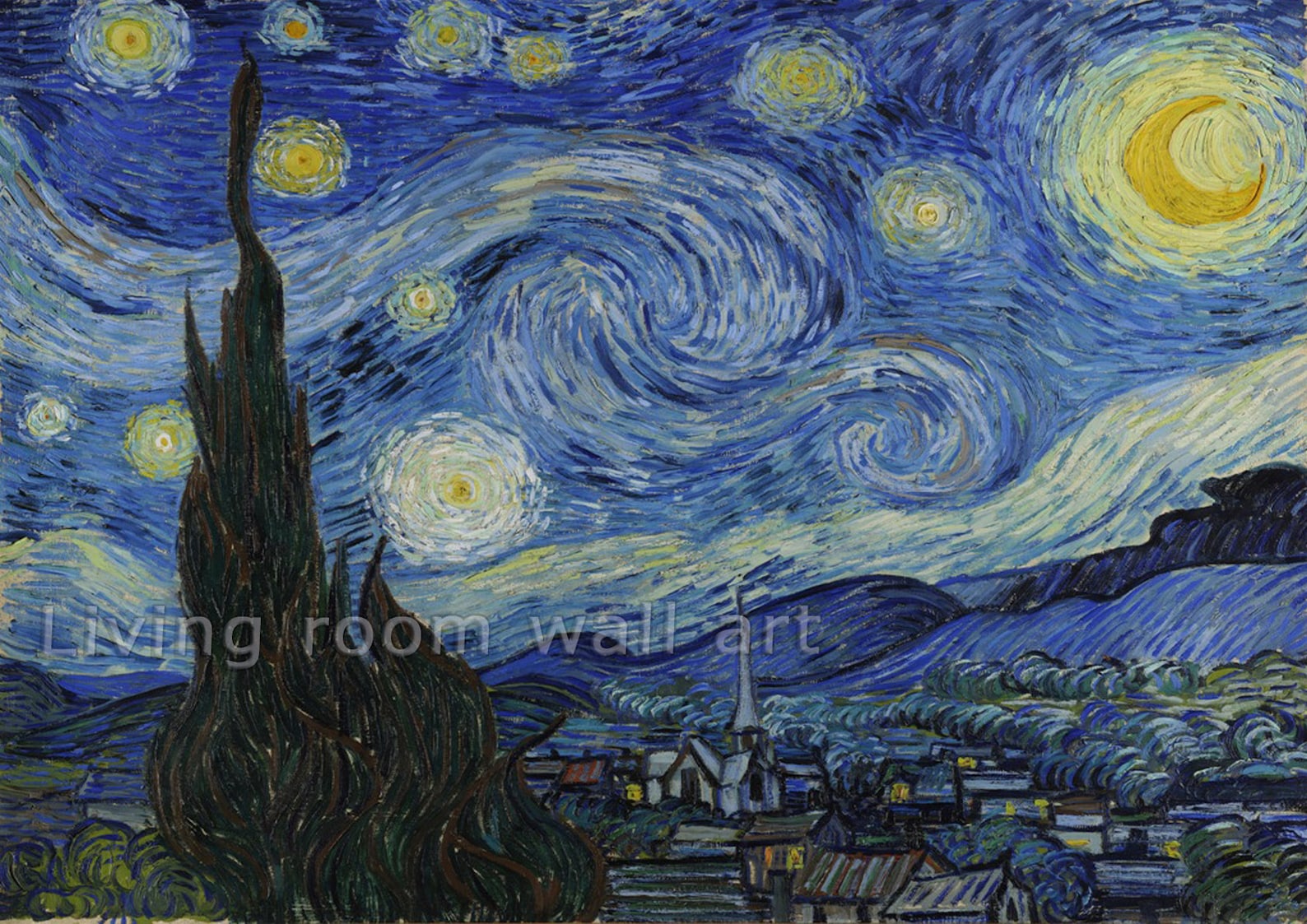 Starry Night van Gogh 1889 ,vincent Van Gogh, Van Gogh Print, Van Gogh ...
