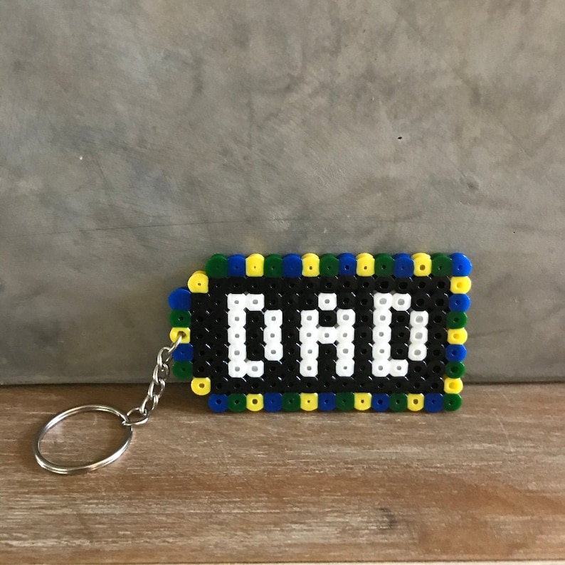 Perler bead keychain dad perler bead fathers day keychain | Etsy