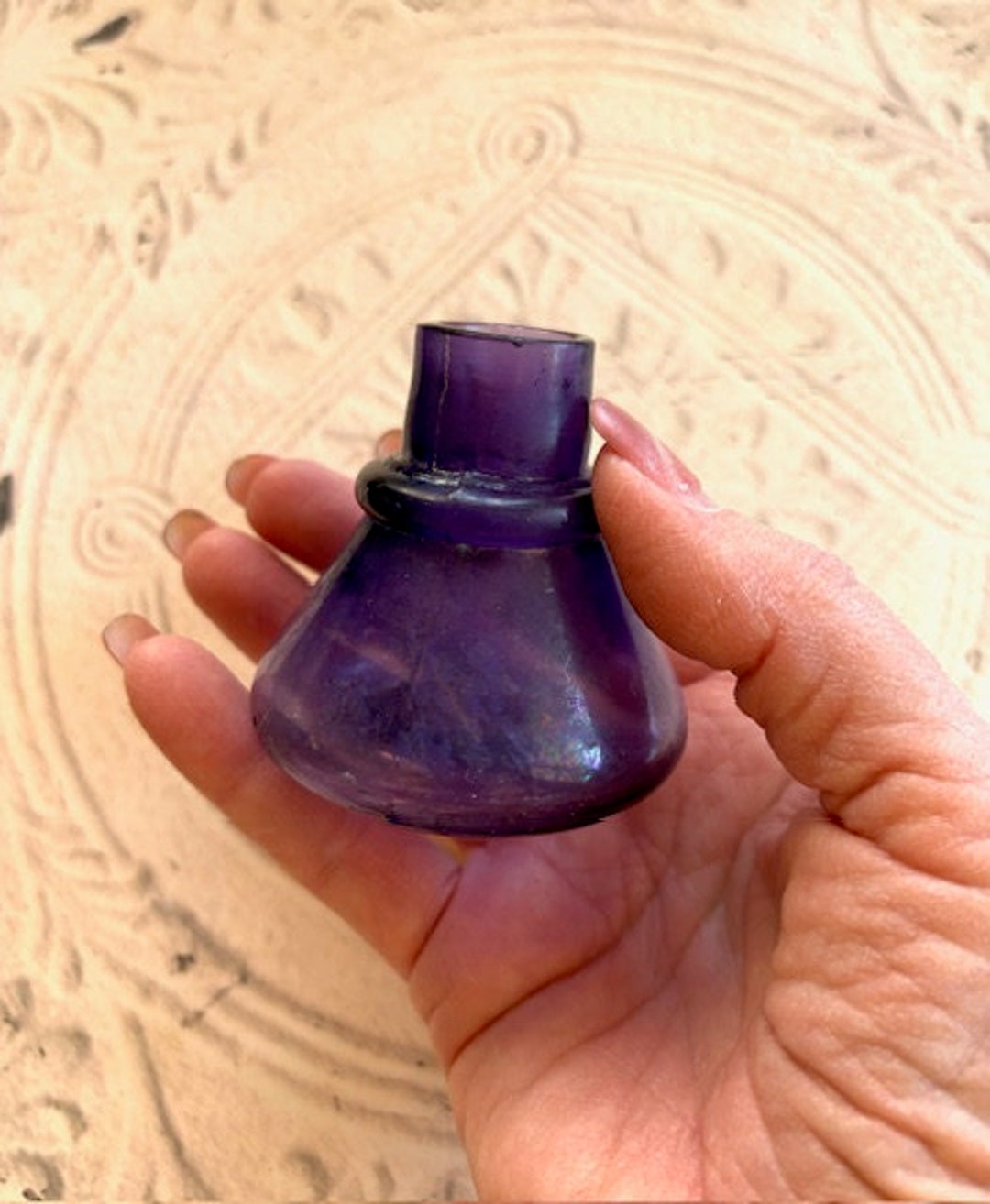 Antique Purple Ink Bottle Antique Deep Amethyst Glass Inkwell Antique ...