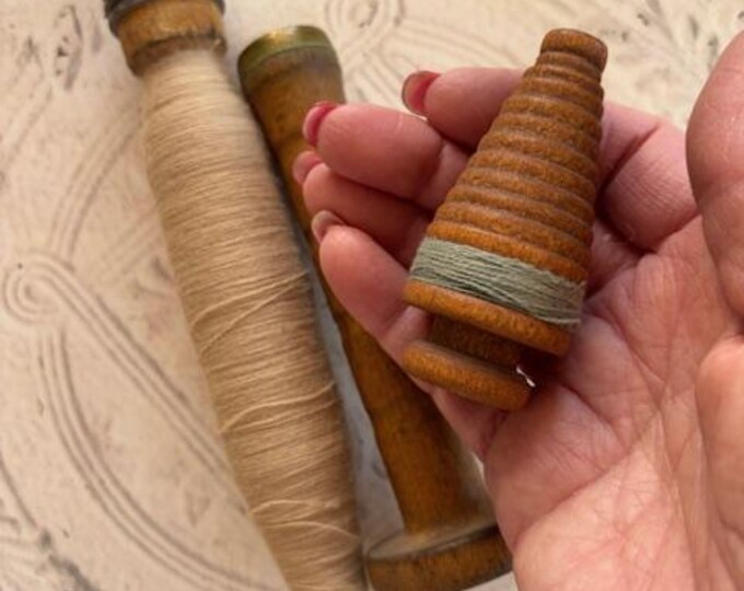 Antique Textile Spools - Vintage Industrial Bobbin Lot - (3) Salvaged ...
