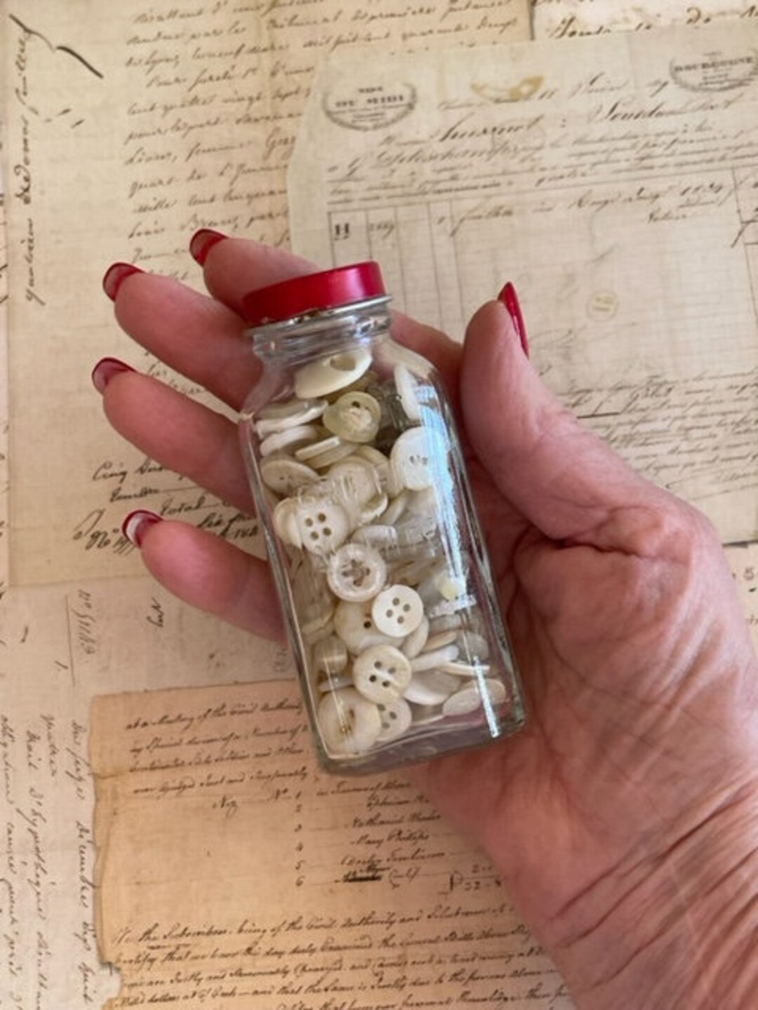 Small Bottle With Buttons Vintage Glass griffin Allwite Jar With ...