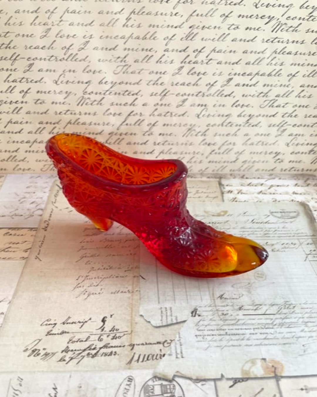 Vintage Fenton Red Glass Slipper Red Art Glass Shoe Collectable Glass - Etsy