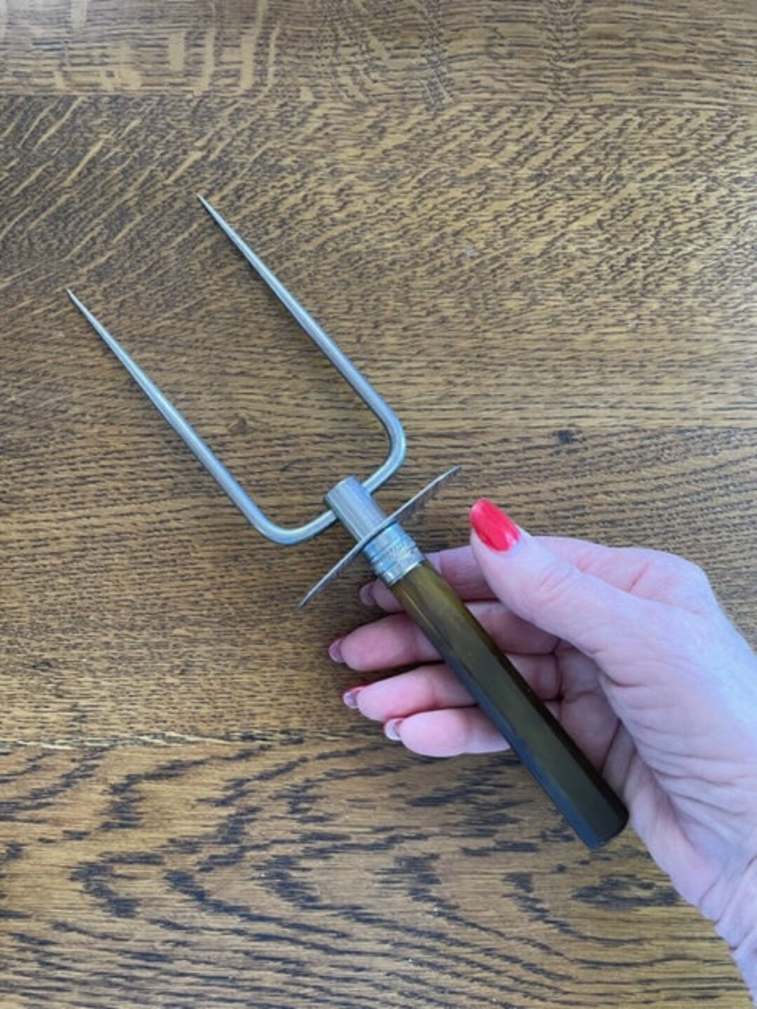Vintage Bakelite Handle Meat Carving Fork - Two Prong Meat Carving Fork - Vintage Kitchen ...