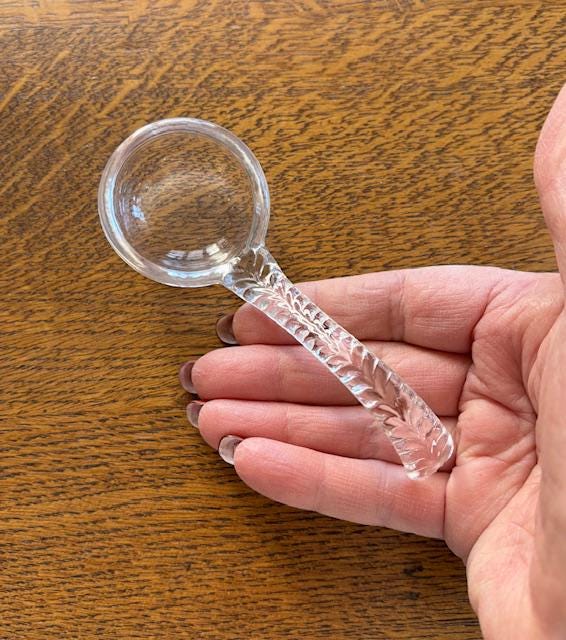 Small Vintage Glass Ladle - Small Glass Serving Spoon - Small Clear ...