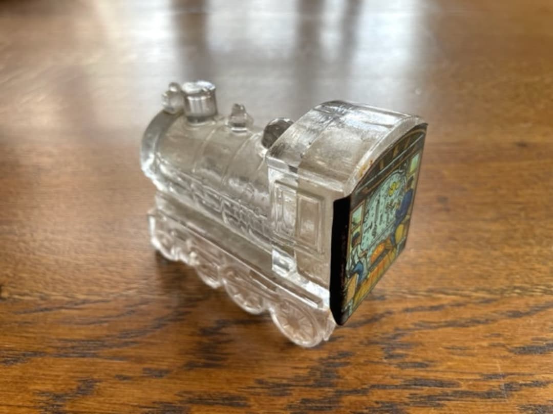 Vintage Glass Train Candy Jar - Vintage Pressed Glass With Tin Litho ...