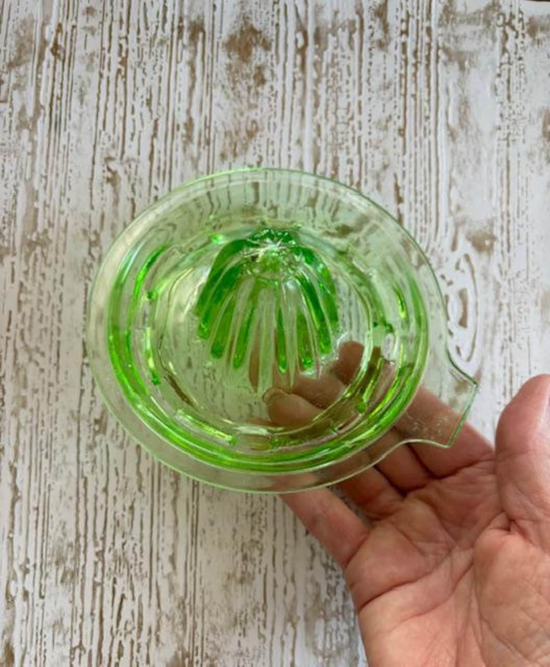 Vintage Uranium Glass Reamer - Green Vaseline Glass Citrus Juicer ...