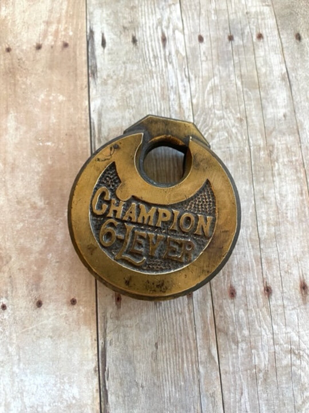 Antique Champion 6-lever Padlock - Antique Pancake Padlock, No Key ...