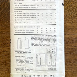 Vintage Sewing Pattern Original 50's Advance Pattern Collectable Sewing ...