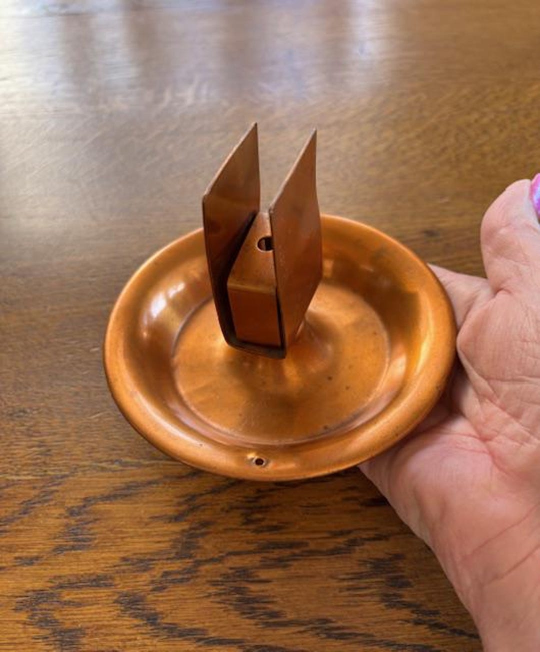 Antique Copper Match Holder - Tabletop Matchstick Holder - Small Match ...