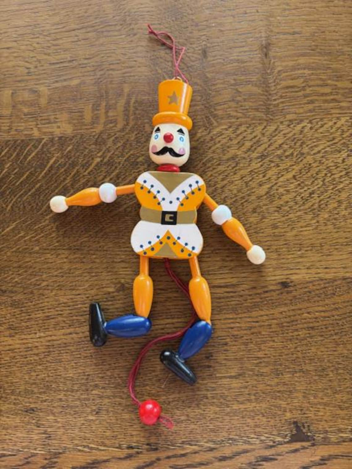 Vintage Wood Pull Toy Doll - Mid Century Jumping Jack Toy - Vintage ...