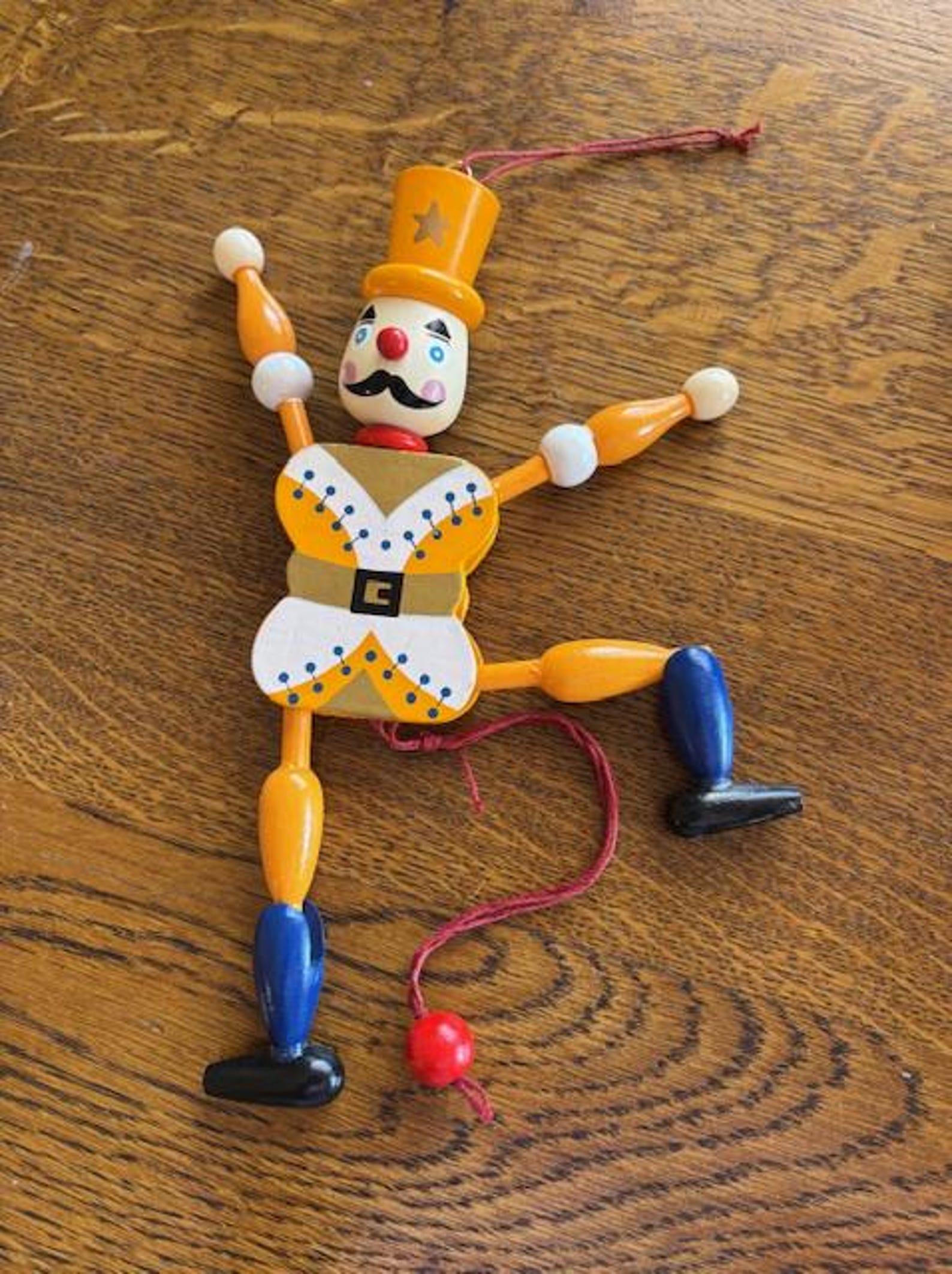 Vintage Wood Pull Toy Doll - Mid Century Jumping Jack Toy - Vintage ...
