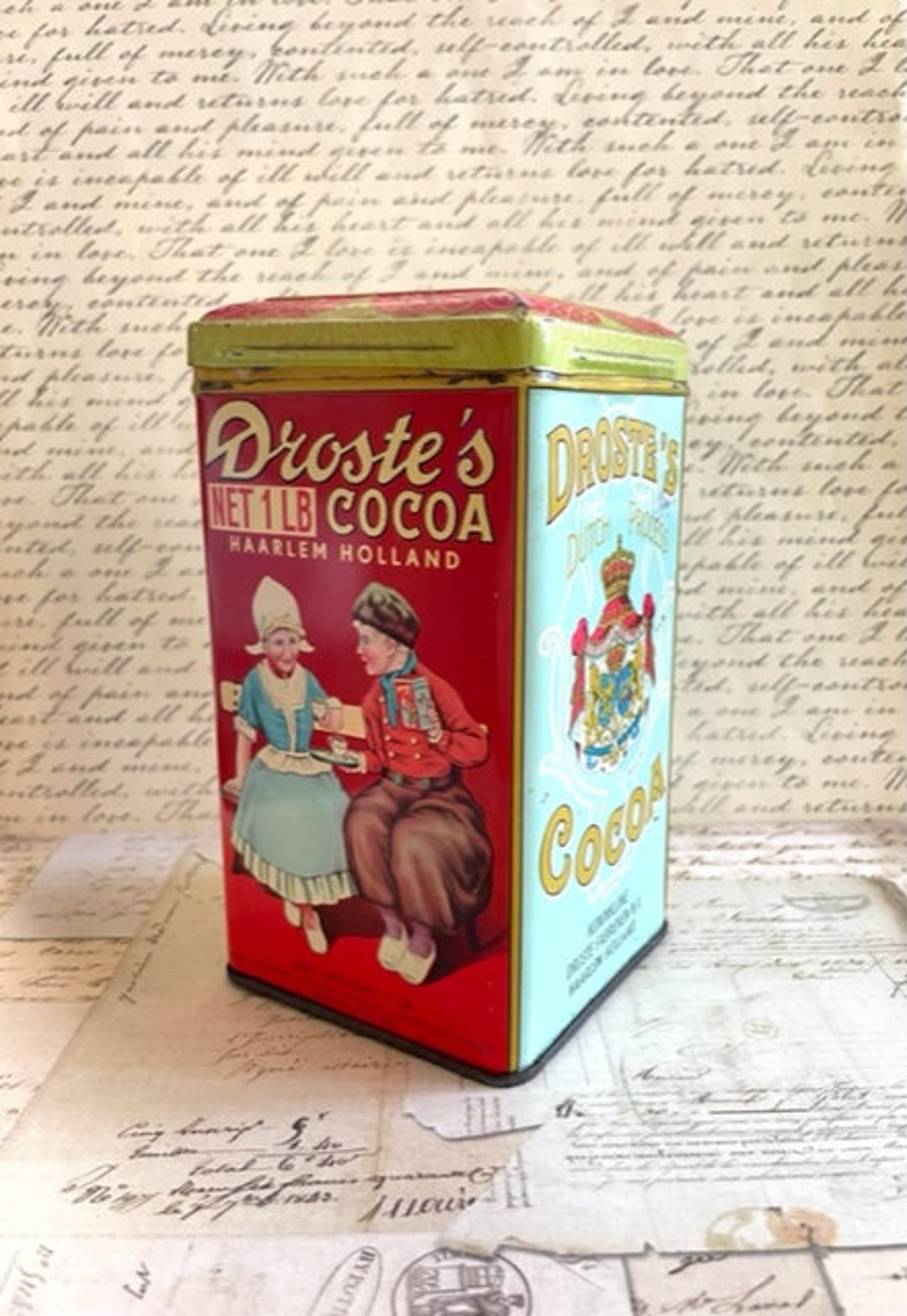 Vintage Droste Cocoa Tin Drodte's 1 Lb Dutch Cocoa Can 40's Cocoa Tin ...