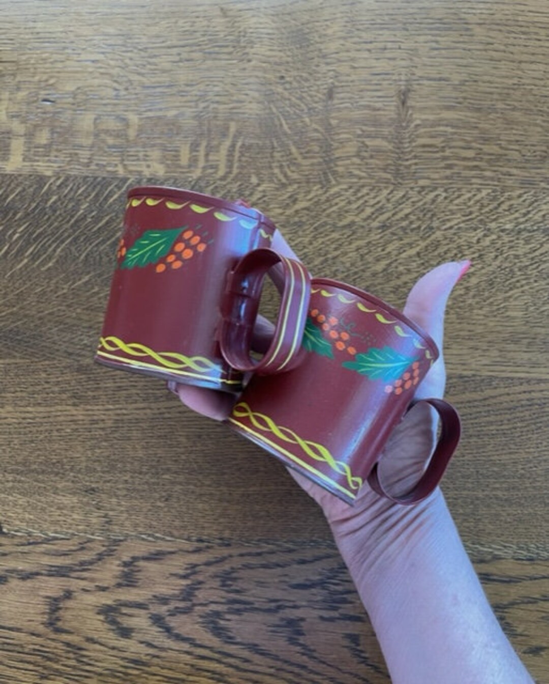 Vintage Painted Tinware Cups - (2) Tole Painted Cups - Vintage Home ...