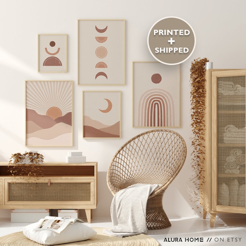 Boho Art Set of 5 Prints Boho Decor Prints Modern Wall Art | Etsy