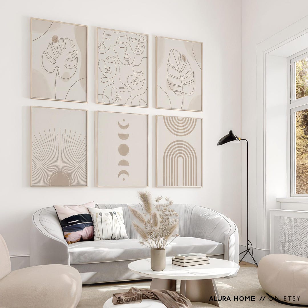 Set of 6 Minimalist Neutral Prints for Boho Gallery Wall Decor - Etsy