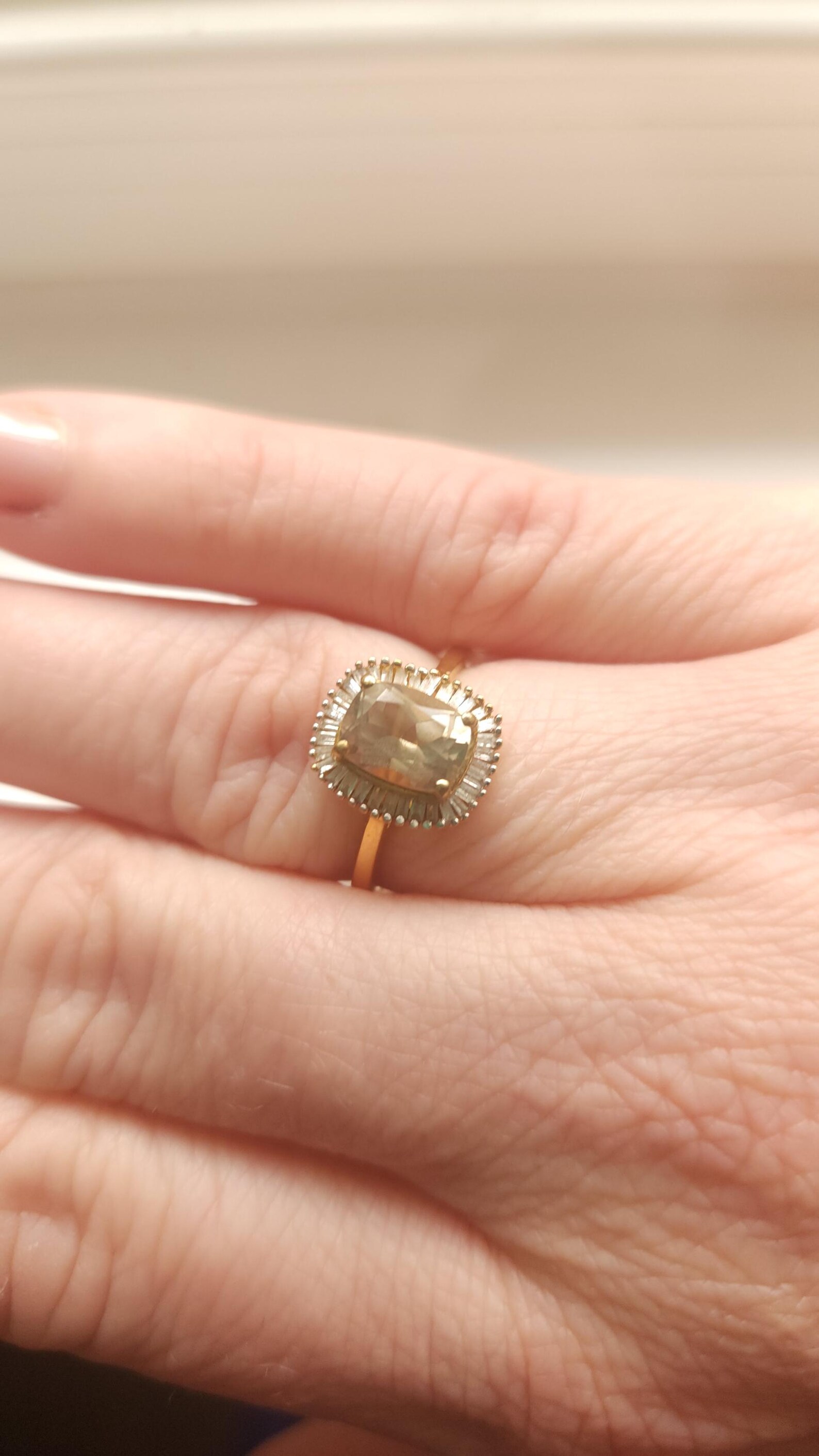 10K Yellow Gold Cushion Cut Turkizite Ring With Diamond Halo - Etsy