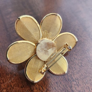 Vintage Gold Mesh Flower Brooch - Etsy