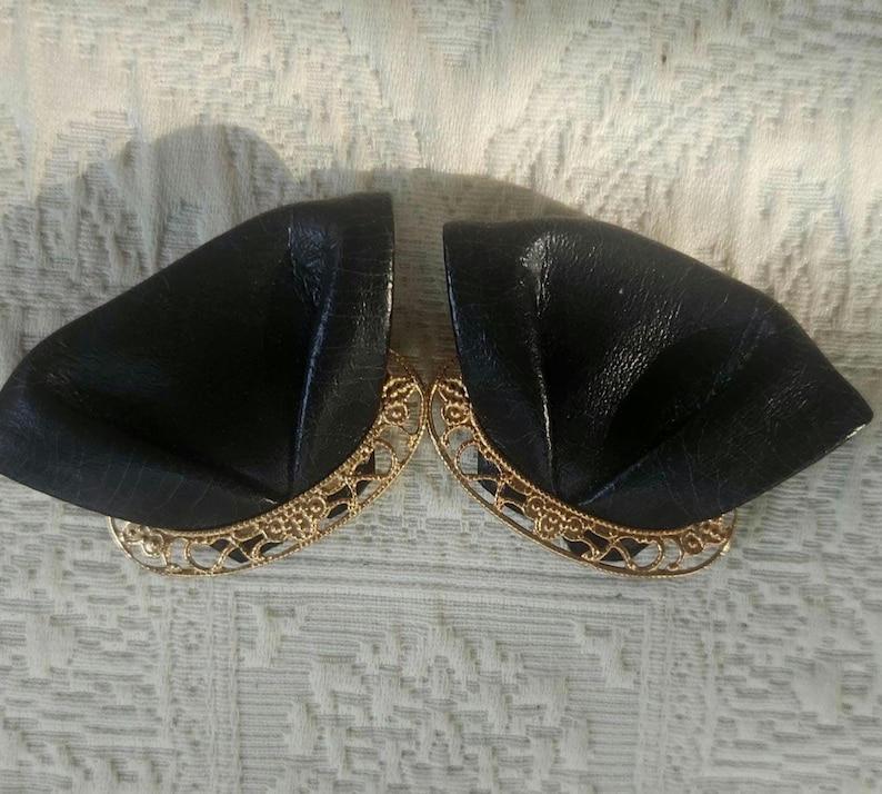 Vintage Ornate Leather and Gold Shoe Clips - Etsy