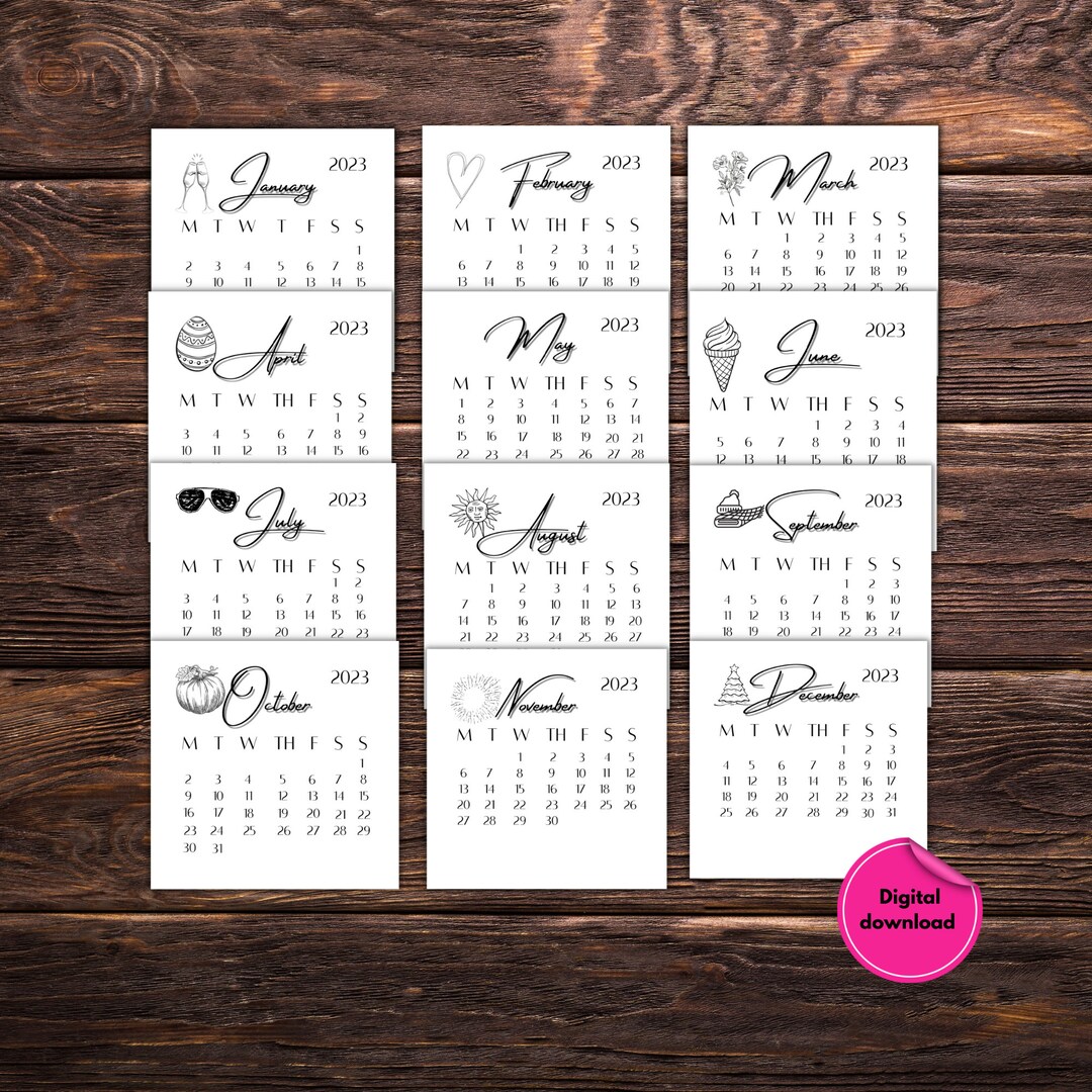 2023 Mini Calendar. Digital Download, Can Be Used Digitally or Printed ...