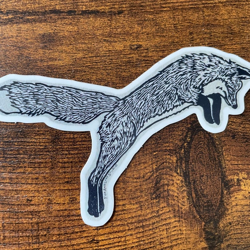Jumping Fox Sticker | Glow-in-the-dark | Single Vinyl Sticker | - Etsy