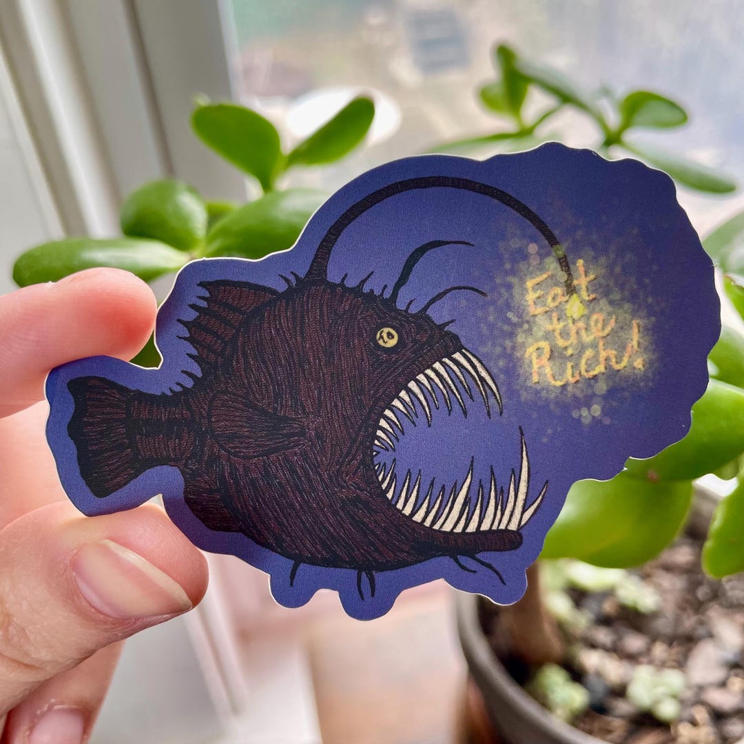 Eat the Rich | Anglerfish | Single Vinyl Sticker | - Etsy