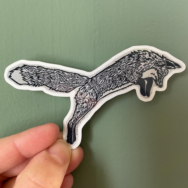 Jumping Fox Sticker | Glow-in-the-dark | Single Vinyl Sticker | - Etsy