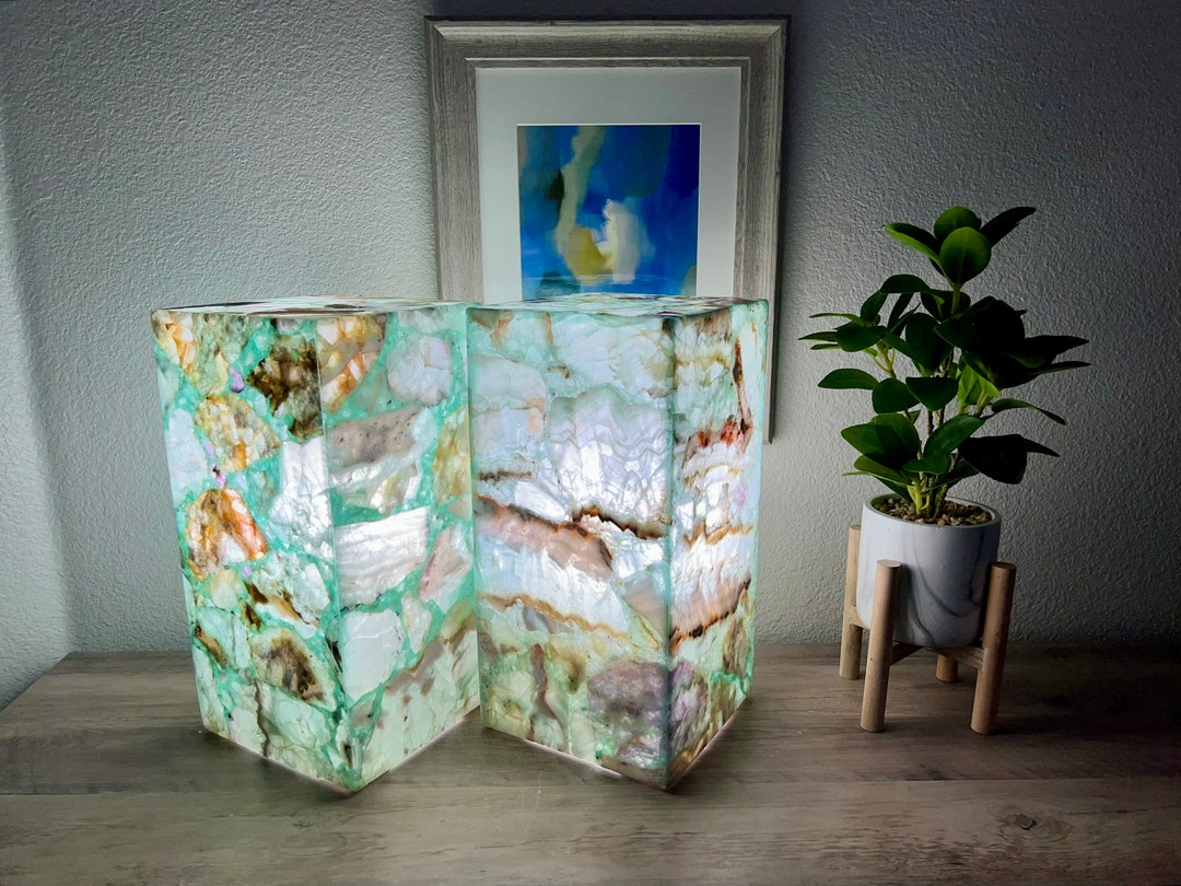 2 Fluorite Crystal Lamps Table Lamps Stone Lamps Nightstand Lamps Desk ...