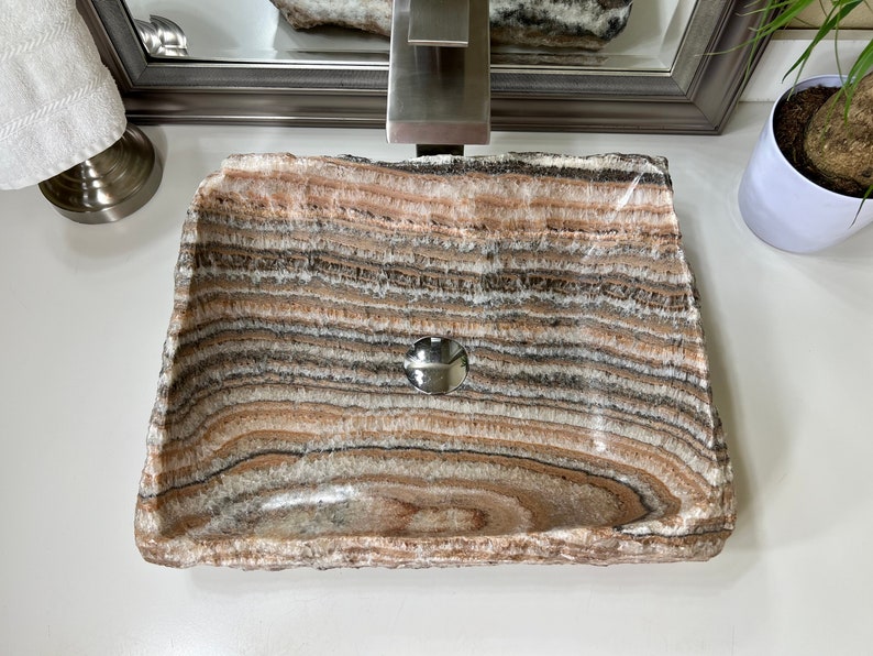Onyx Vessel Sink Natural Stone Sink Bathroom Vessel Sink Hand Carved ...