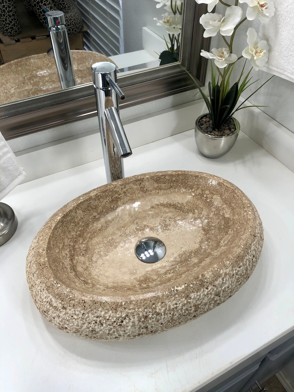 Travertine Stone Sink | Modern Natural Stone Bathroom Vessel Sink ...