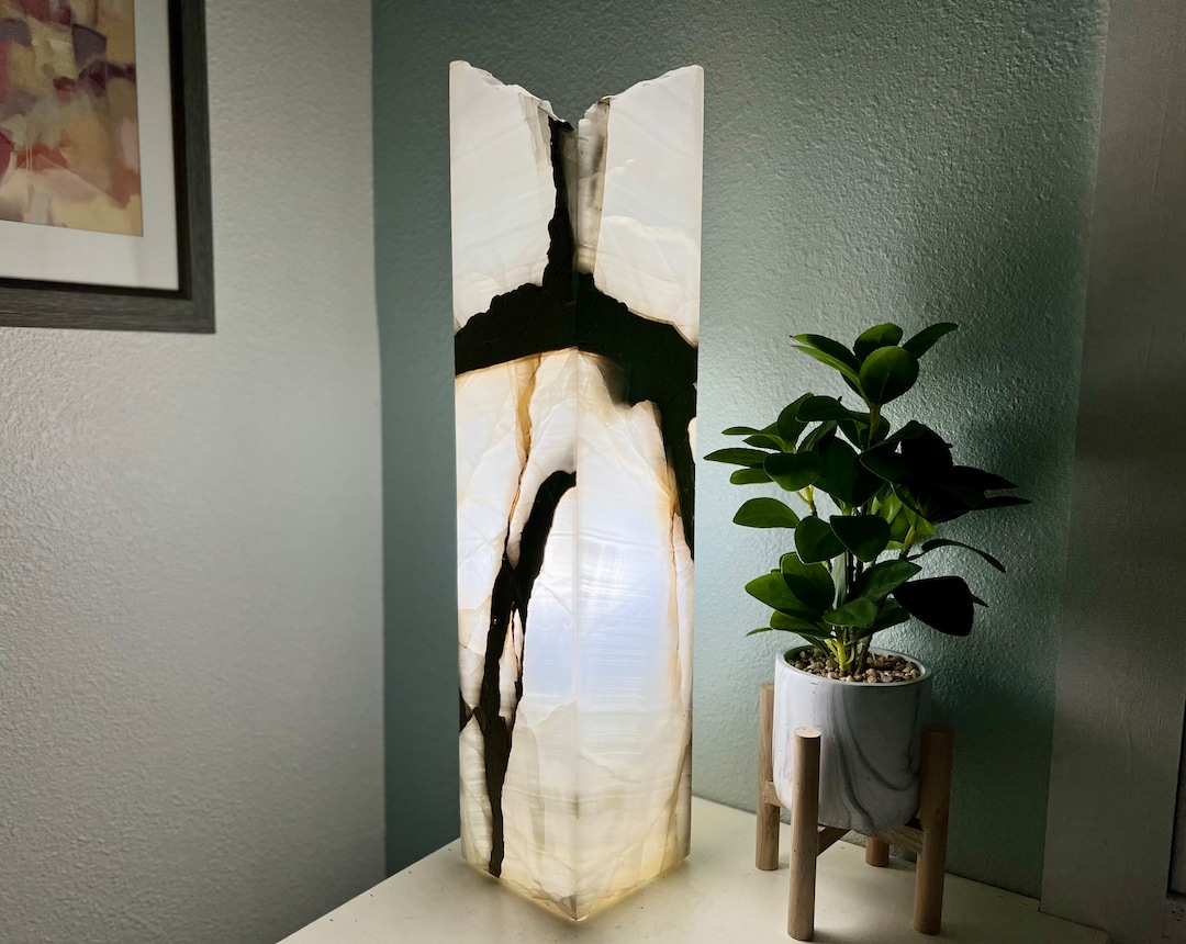 Onyx Lamp - Stone Lamp - Table Lamp - Alabaster Lamp - Onyx Light ...