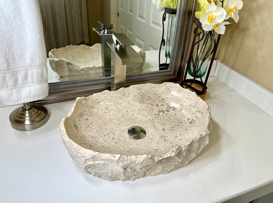 Stone Sink | Travertine Sink | Vessel Sink for Bathroom | Bowl Sink ...