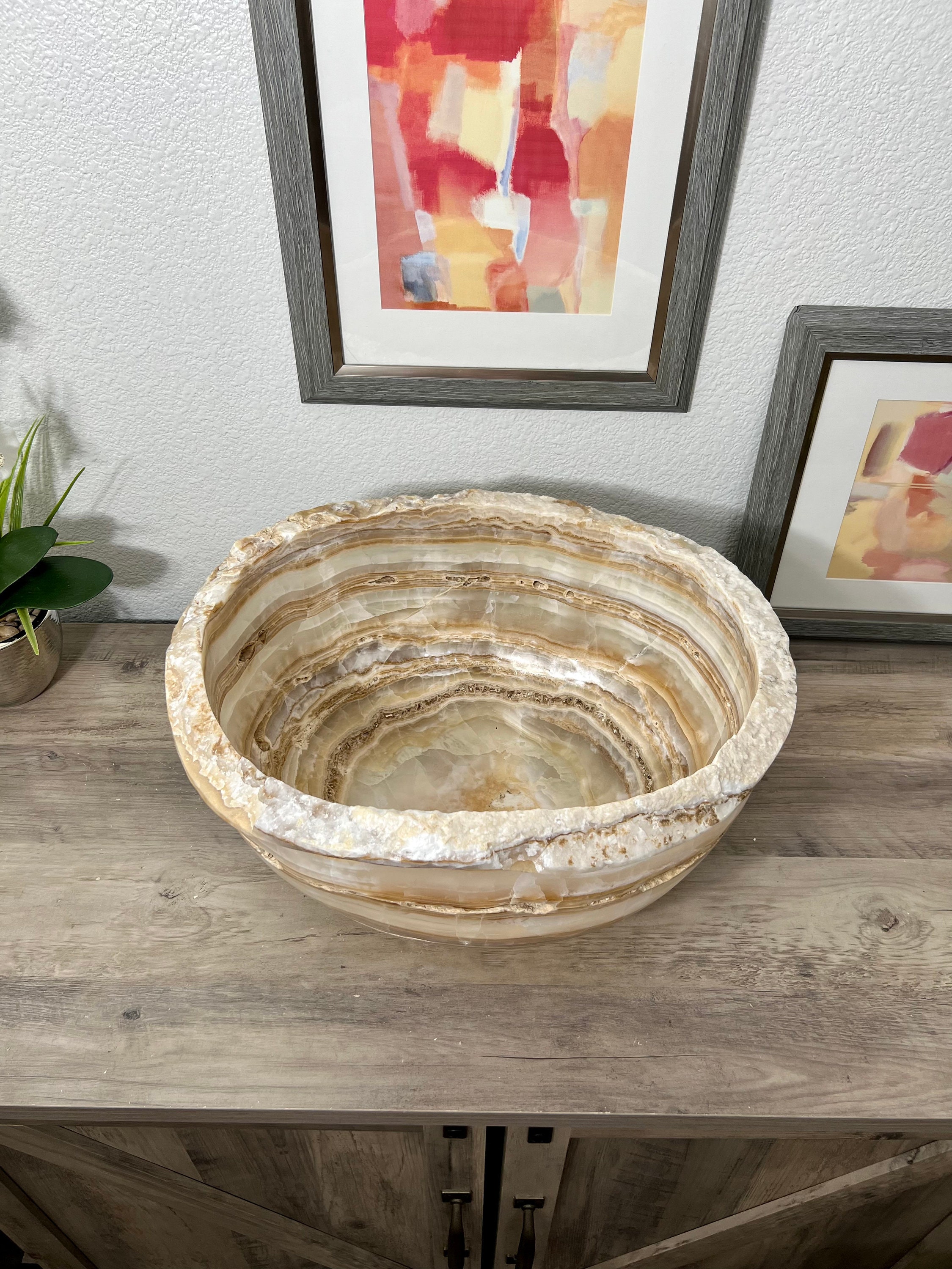 Onyx Stone Centerpiece | Natural Stone Bowl | Unique Centerpiece ...