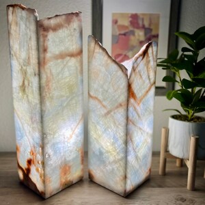 2 Onyx Lamps / Onyx Lights / Stone Lamps / Table Lamps / Alabaster ...