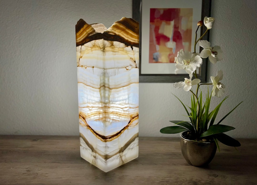 Onyx Stone Lamp | Onyx Lamp | Nightstand Lamp | Table Lamp | Beautiful ...