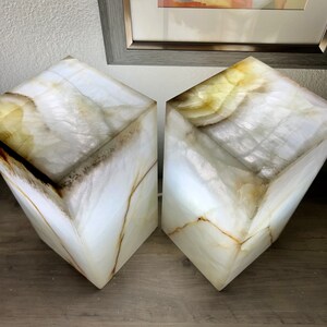 2 Onyx Lamps / Onyx Table Lamps / Stone Lamps / Nightstand Lamps / Desk ...