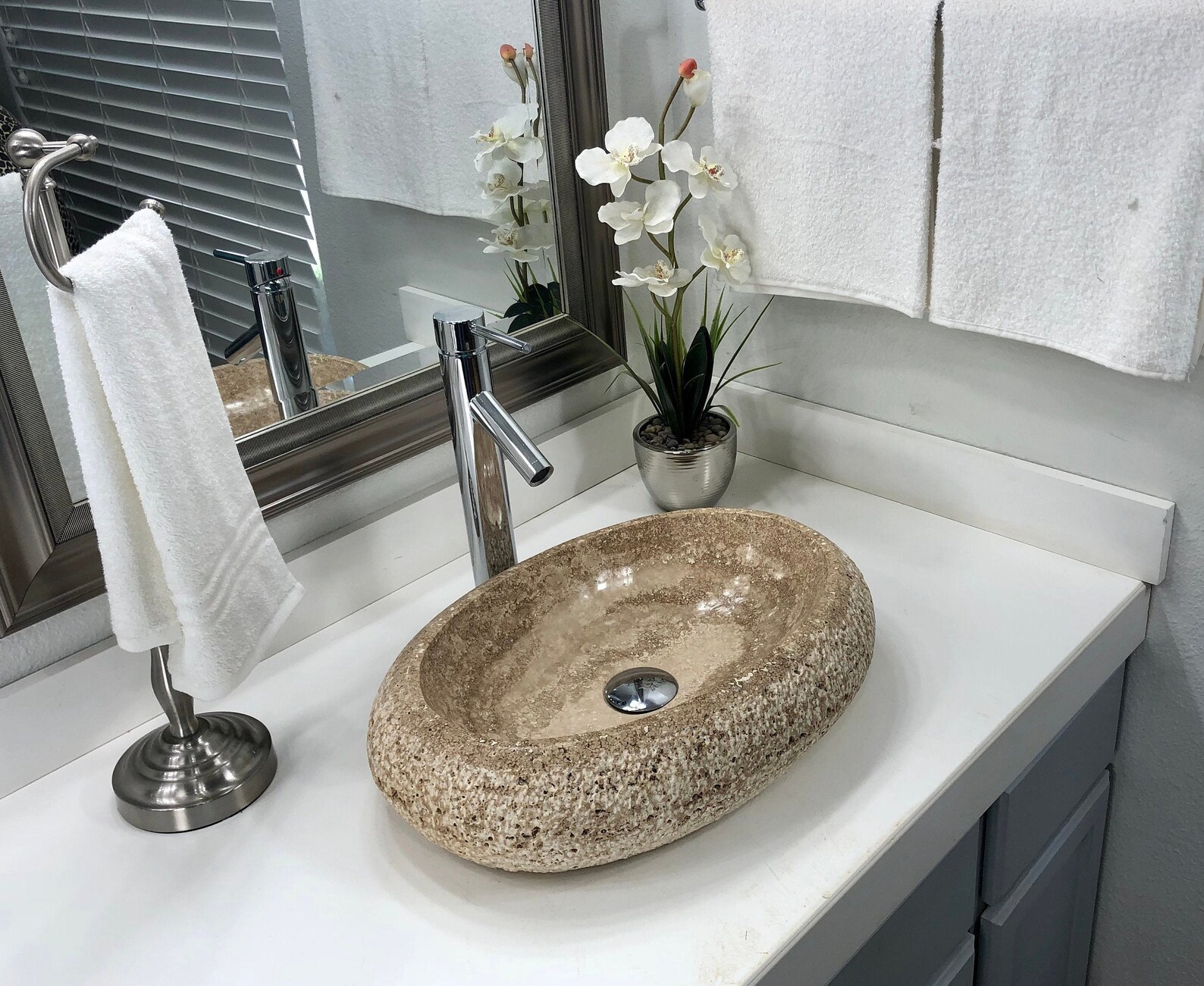 Travertine Stone Sink | Modern Natural Stone Bathroom Vessel Sink ...