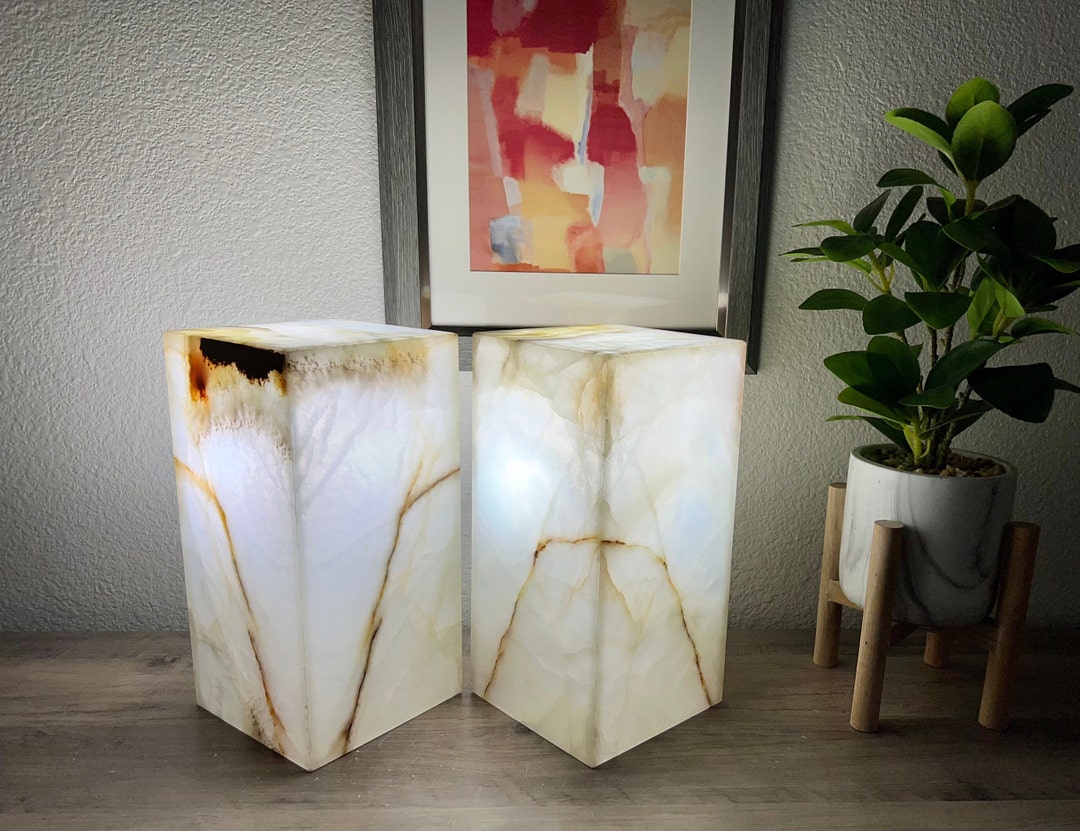 2 Onyx Lamps / Onyx Table Lamps / Stone Lamps / Nightstand Lamps / Desk ...