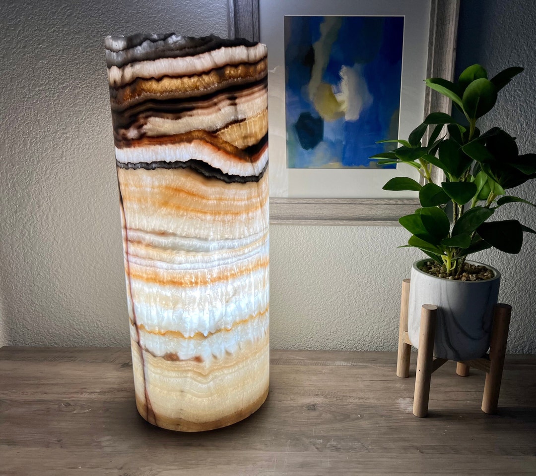 Onyx Lamp / Stone Lamp / Onyx Table Lamp / Alabaster Lamp / Nightstand ...