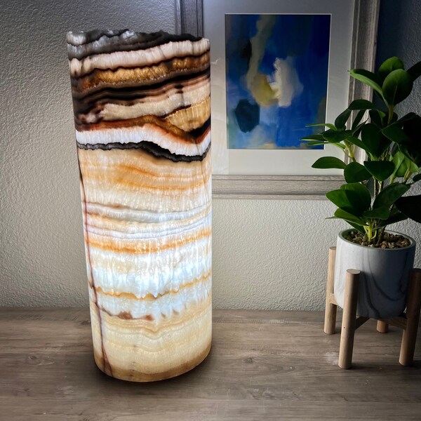 Blue Alabaster Table Lamp - Etsy
