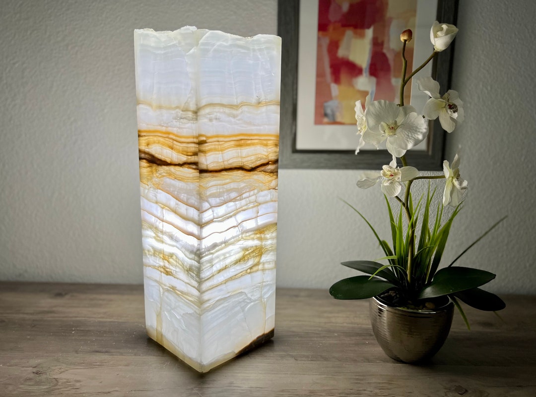 Onyx Lamp | Nightstand Lamp | Onyx Stone Lamp | Table Lamp | Stone Lamp ...