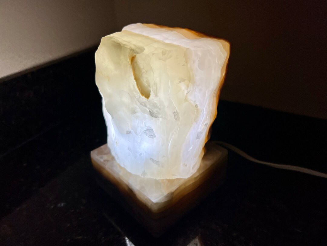 Onyx Lamp / Piece of Onyx Stone / Onyx Light / Stone Lamp / Nightstand ...