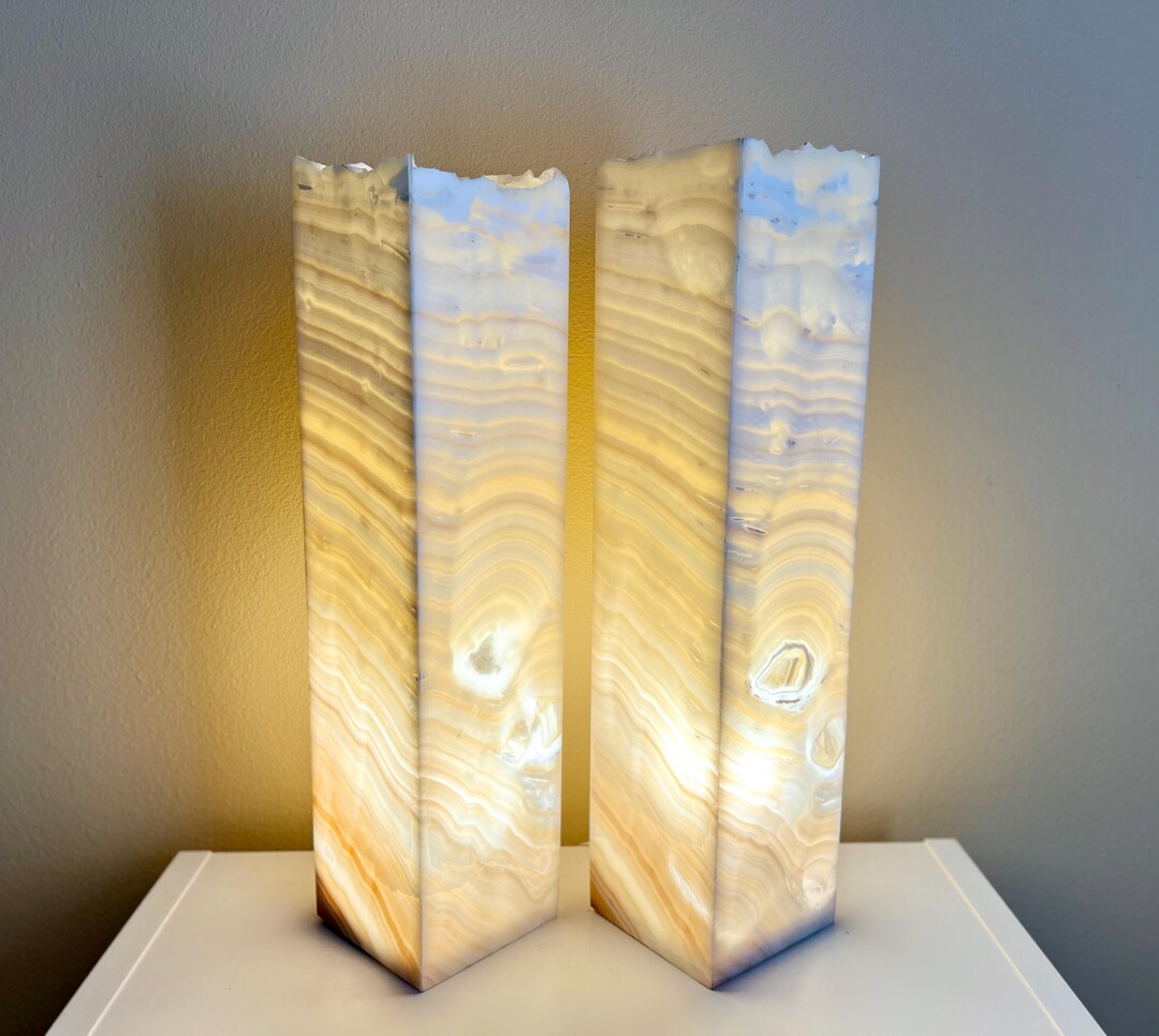 2 Onyx Lamps / Table Lamps / Onyx Lights / Home Decor / Crystal Stone ...
