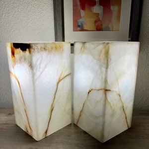 2 Onyx Lamps / Onyx Table Lamps / Stone Lamps / Nightstand Lamps / Desk ...