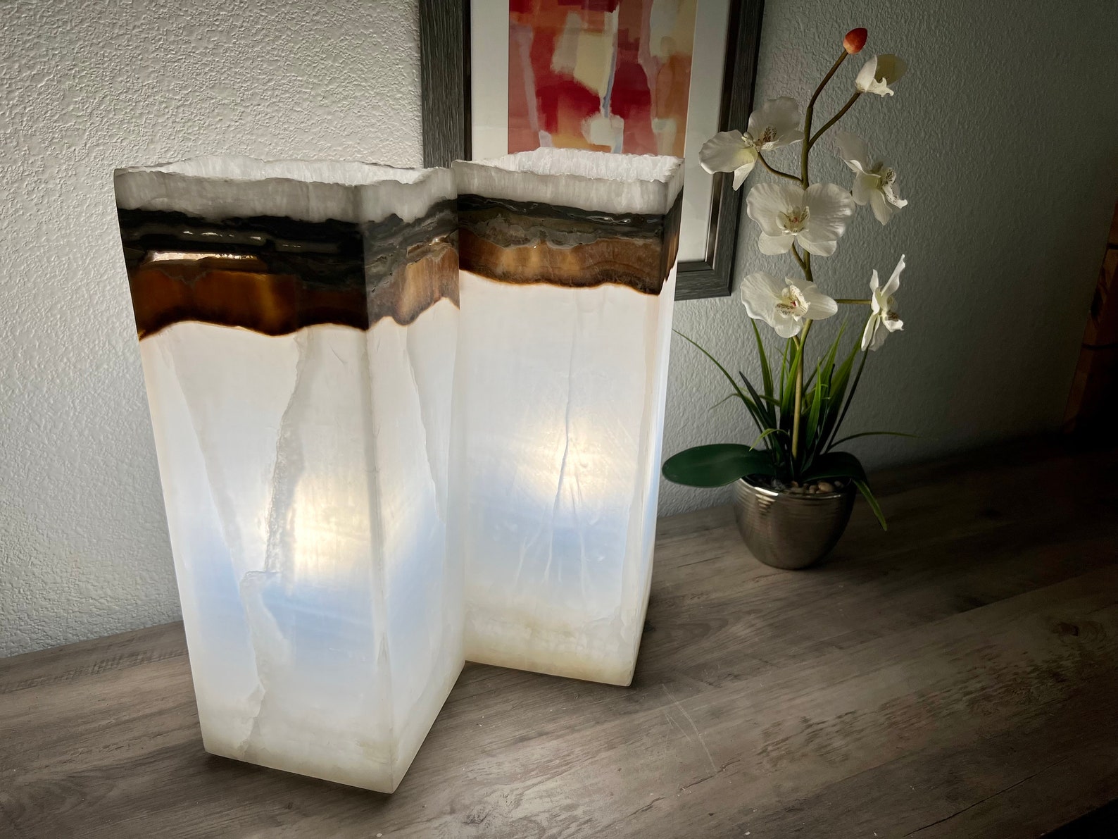 2 Onyx Lamps / Onyx Table Lamps / Stone Lamps / Nightstand - Etsy